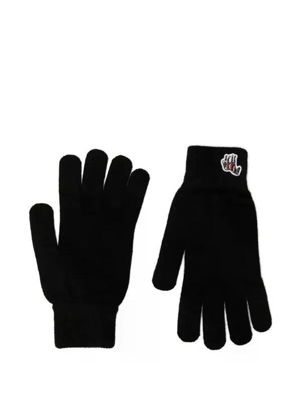 Paul Smith Zebra-appliqué Wool Gloves - Black