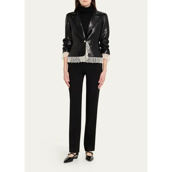 Cinq À Sept Lace-trim Vegan Leather Blazer - Navy/navy