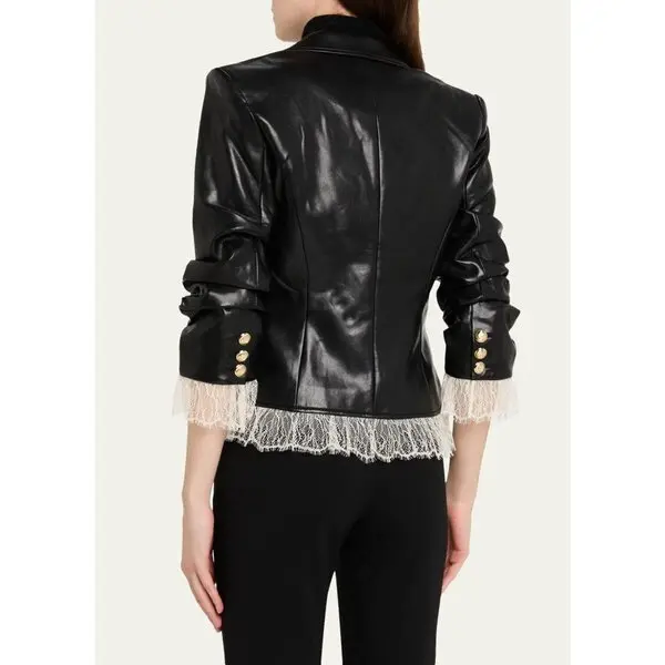 Cinq À Sept Lace-trim Vegan Leather Blazer - Navy/navy