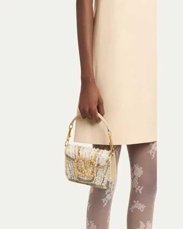 Valentino Garavani Loco Sequin-embroidered Moiré Shoulder Bag