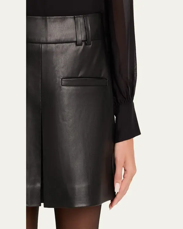 Veronica Beard Pavaline Vegan Leather Mini Skirt - Black