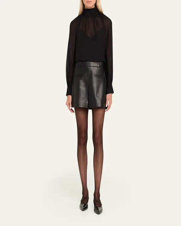 Veronica Beard Pavaline Vegan Leather Mini Skirt - Black
