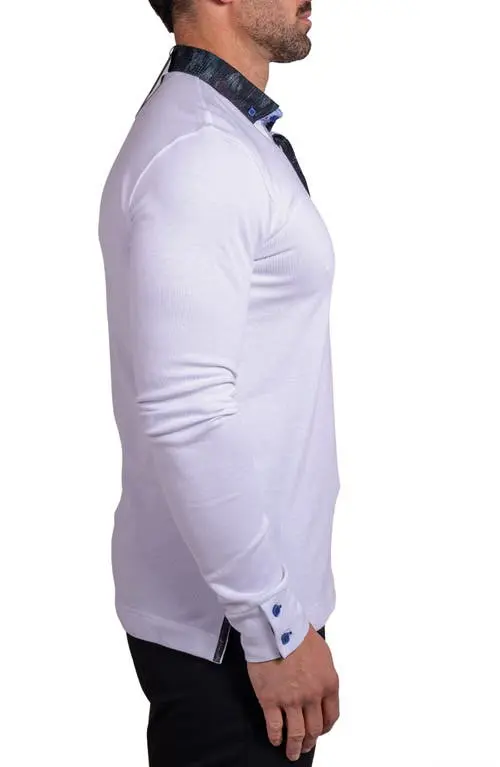 MACEOO Newton Ascension0010 Long Sleeve Button-down Polo - White