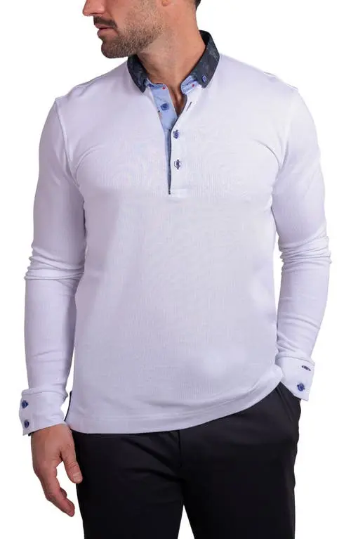 MACEOO Newton Ascension0010 Long Sleeve Button-down Polo - White