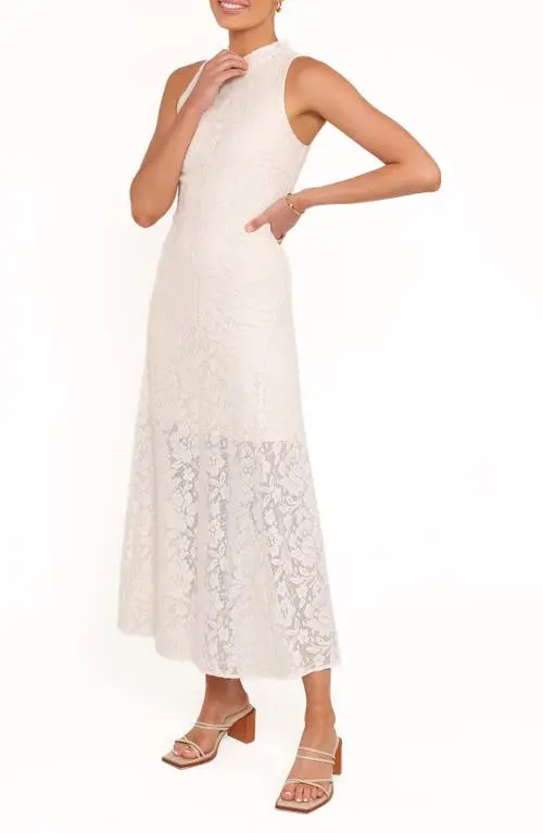 PETAL & PUP Danni Lace Mock Neck Midi Dress