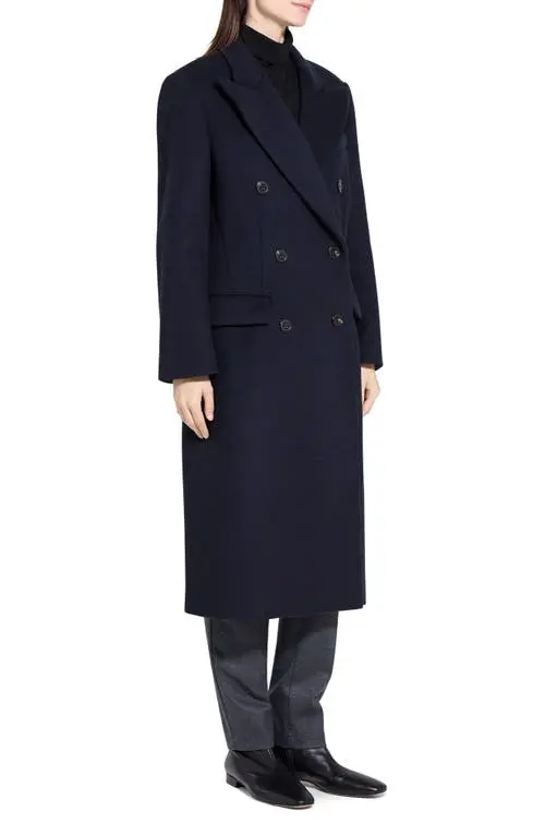 Theory Peak Lapel Double-breasted Wool-cashmere Blend Coat - Baltic