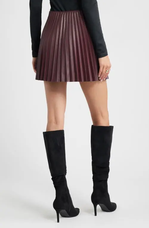 OPEN EDIT Pleated Faux Leather Mini Skirt