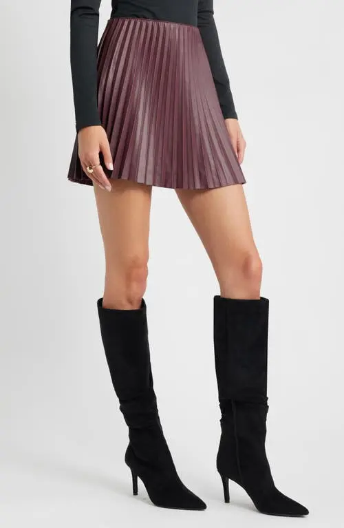 OPEN EDIT Pleated Faux Leather Mini Skirt