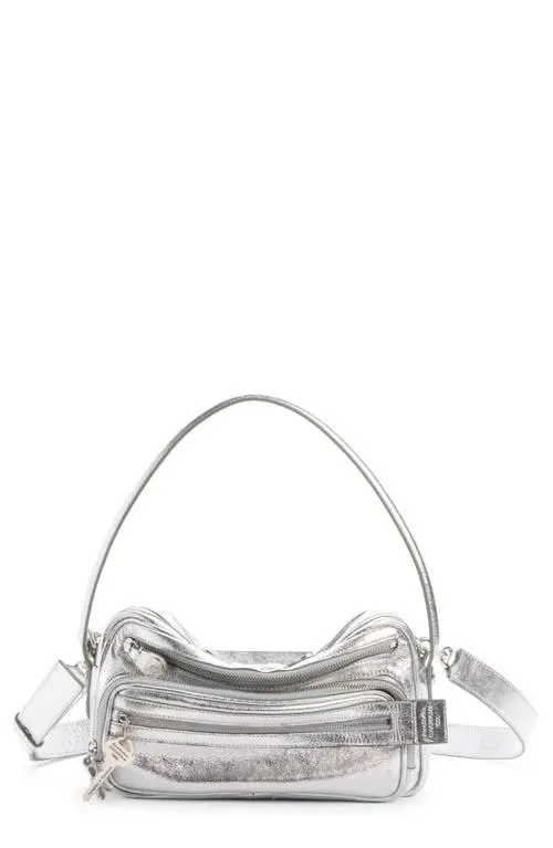Acne Studios Camero Party Metallic Leather Shoulder Bag - Silver
