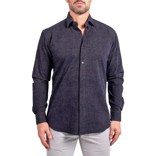 MACEOO Fibonacci Ascension Contemporary Fit Button-up Shirt - Black
