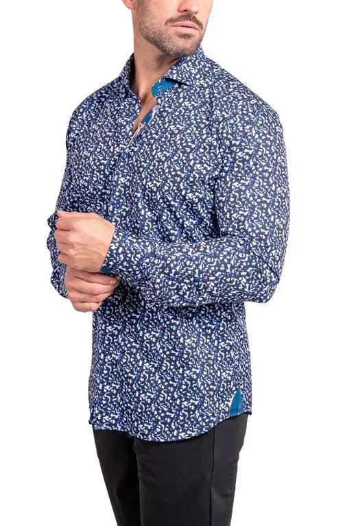 MACEOO Einstein Stretch Ascension Contemporary Fit Button-up Shirt - Blue