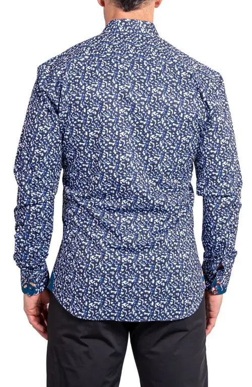 MACEOO Einstein Stretch Ascension Contemporary Fit Button-up Shirt - Blue