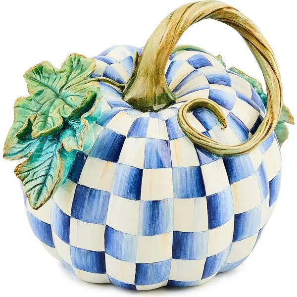MACKENZIE-CHILDS Check Twisted Stem Pumpkin - Royal
