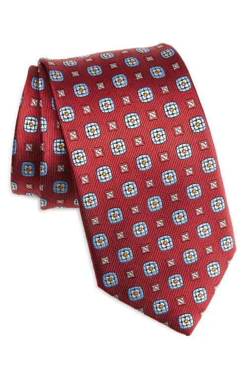 David Donahue Italian-silk Jacquard Tie - Red