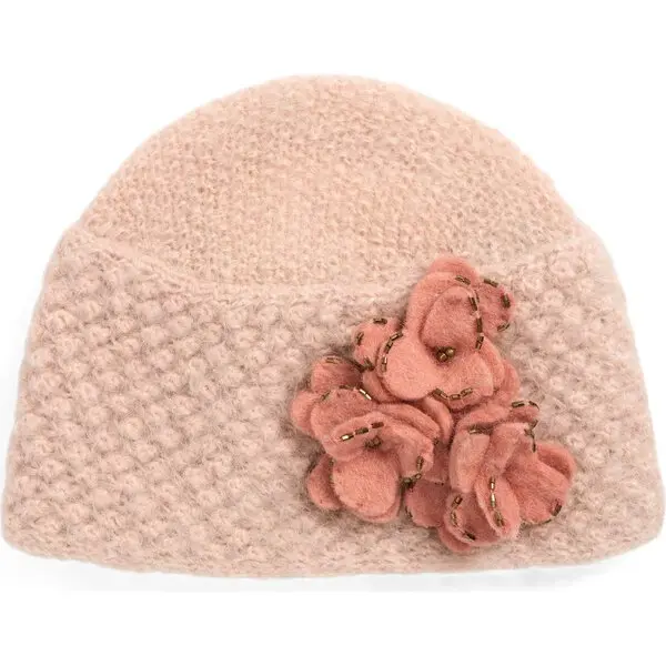 FRENCH KNOT Felt Flower Hat - Blush
