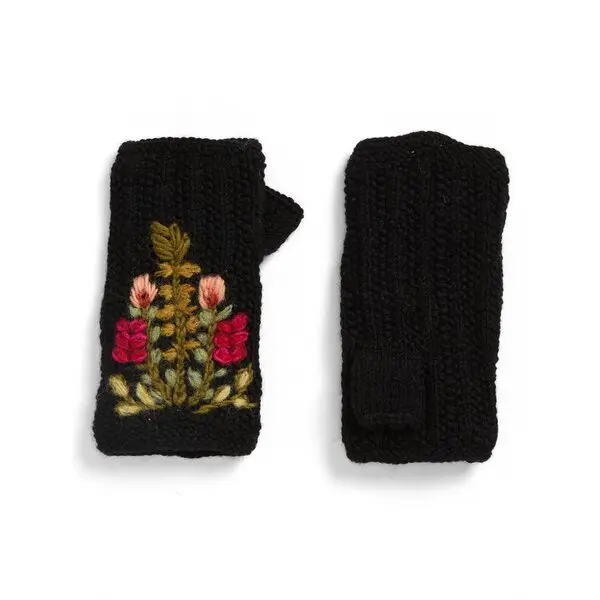 FRENCH KNOT Meadow Handwarmer Fingerless Gloves - Black