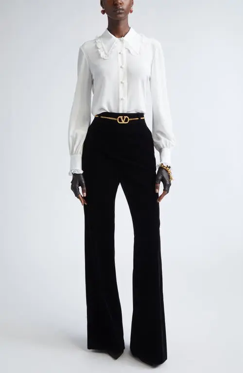 Valentino Garavani Ruffle-trim Silk Crêpe De Chine Shirt - Ivory