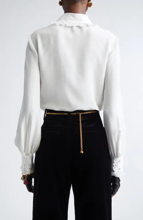 Valentino Garavani Ruffle-trim Silk Crêpe De Chine Shirt - Ivory