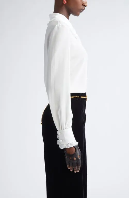 Valentino Garavani Ruffle-trim Silk Crêpe De Chine Shirt - Ivory