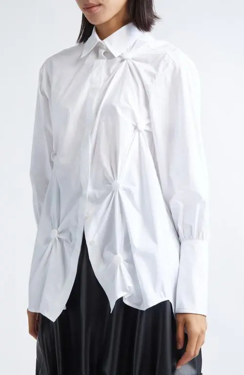 RENAISSANCE RENAISSANCE Karma Scrunched Cotton Poplin Button-up Shirt - White
