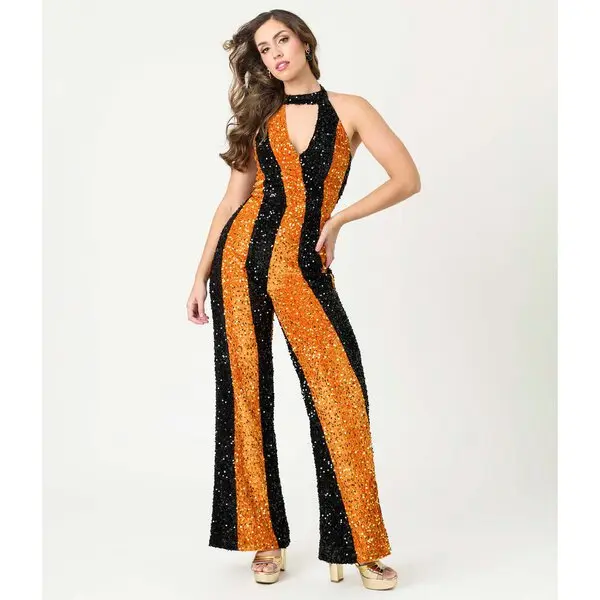 SMAK PARLOUR Glamour Goddess Jumpsuit - Orange/black