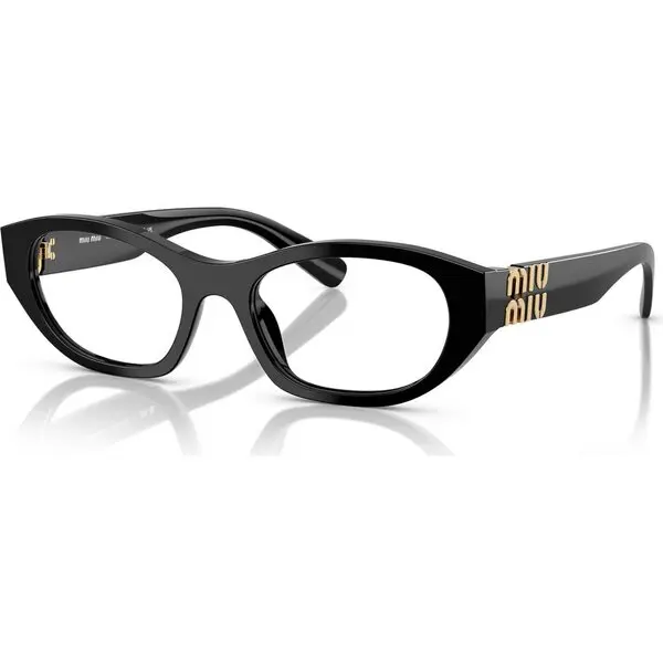Miu Miu Irregular Acetate Eyeglasses With Gold Tone Logo Detail - Black