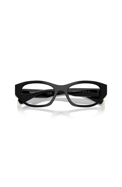 Miu Miu Irregular Acetate Eyeglasses With Gold Tone Logo Detail