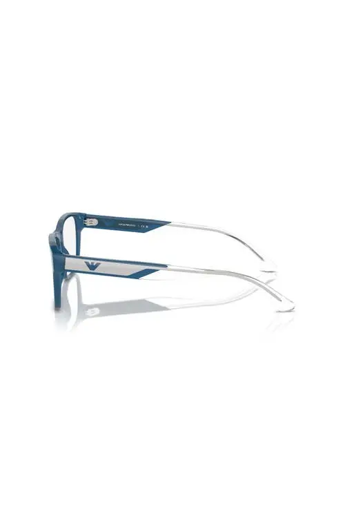 Emporio Armani Rectangle Full Rim Acetate Eyeglasses - Blue
