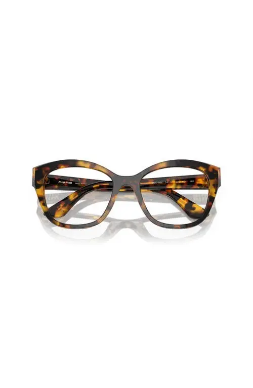 Miu Miu Square Acetate Eyeglasses With Logo Detail - Tortoise