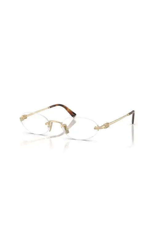 Miu Miu 51mm Oval Optical Glasses - Gold/tortoise