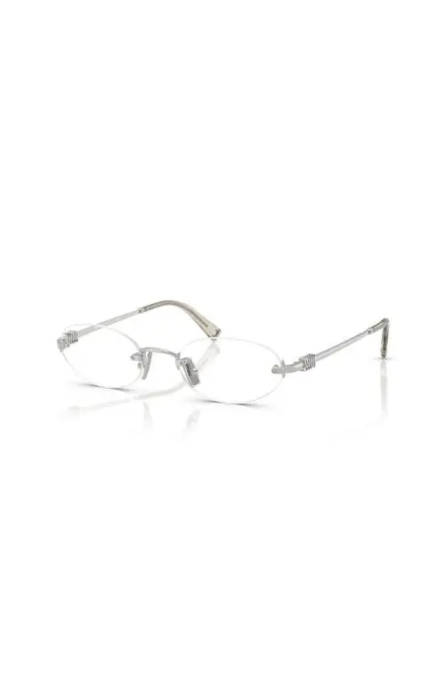 Miu Miu 51mm Oval Optical Glasses - Silver
