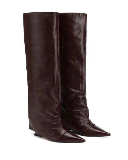 NAKED WOLFE Stated Leather Boots - Burgundy