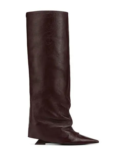 NAKED WOLFE Stated Leather Boots - Burgundy