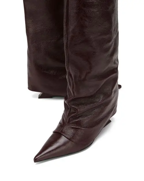 NAKED WOLFE Stated Leather Boots - Burgundy