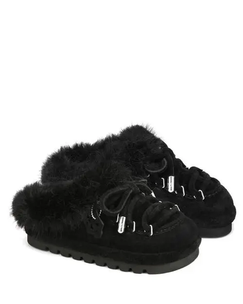 NAKED WOLFE Harlow Suede Slippers - Black