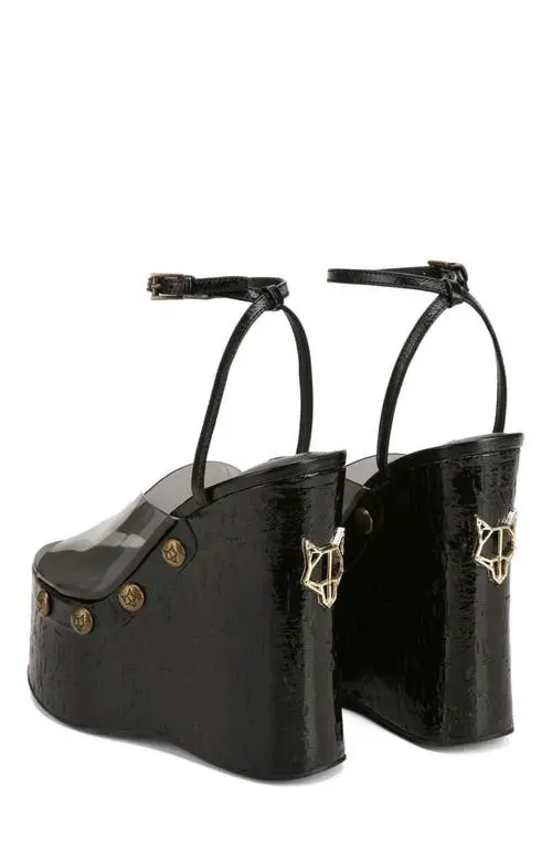 NAKED WOLFE Tiger Lilly Sculptural Platform Wedges - Smoke