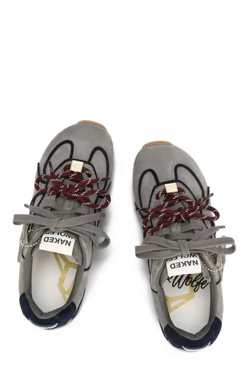 NAKED WOLFE Adored Suede Lace-up Sneakers - Grey Suede