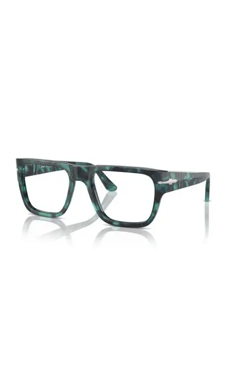 Persol 53mm Square Optical Glasses - Green Tortoise