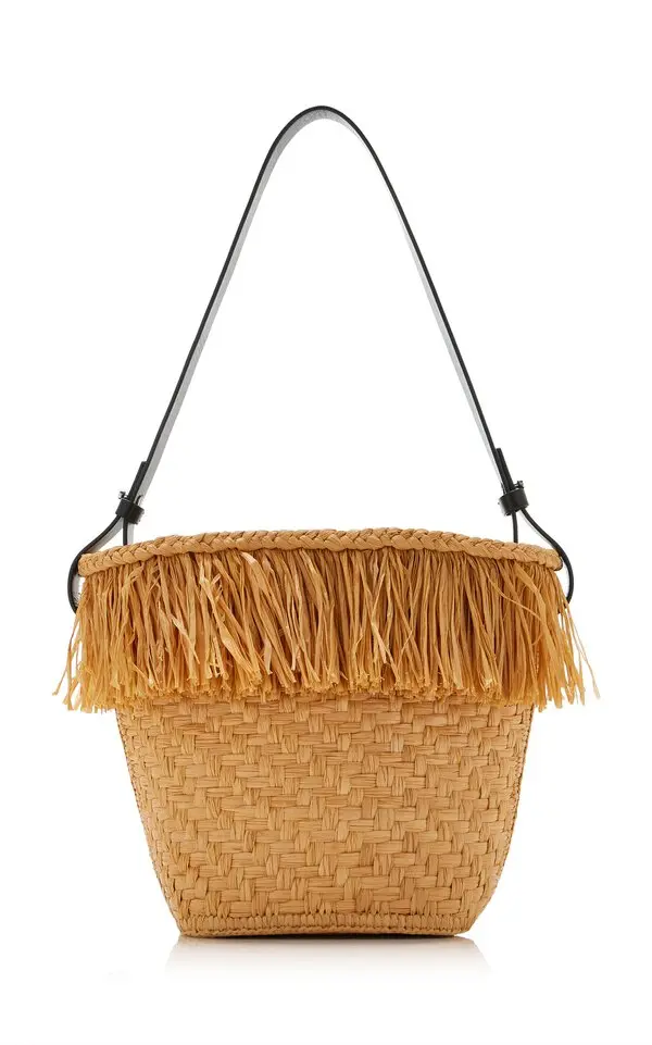 Proenza Schouler Fringed Raffia Bucket Bag - Tan