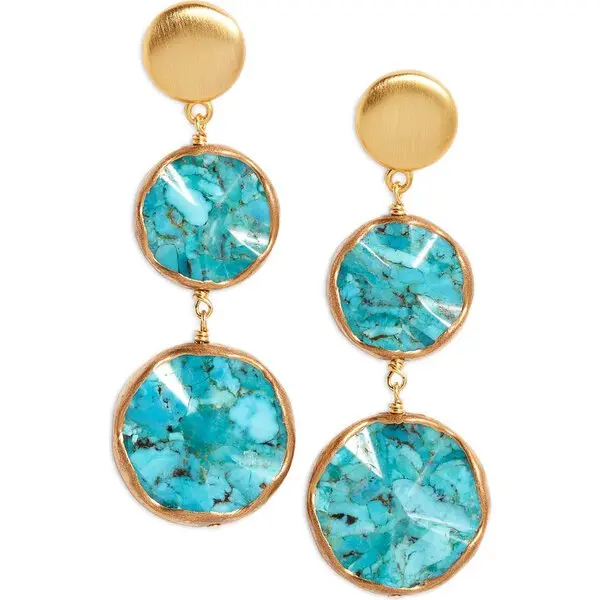 Nest Jewelry Wavy Double Drop Earrings - Turquoise
