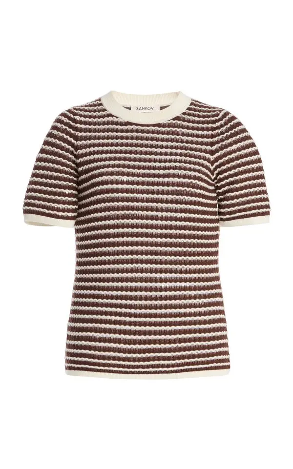 ZANKOV Charlotte Pointelle-knit Wool Top - Multi