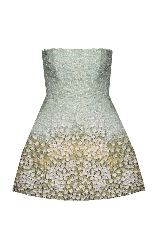 LA FUORI Embroidered Mini Dress - Light Blue