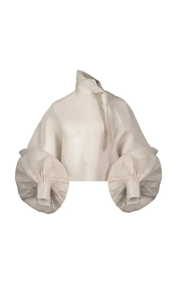 LA FUORI Pearl Tie-up Silk Top