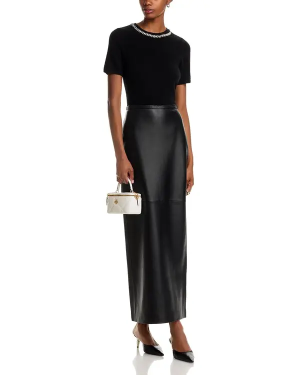 Bloomingdale'S Crystal Trimmed Cashmere Short Sleeve Sweater