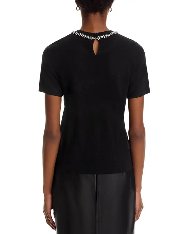 Bloomingdale'S Crystal Trimmed Cashmere Short Sleeve Sweater
