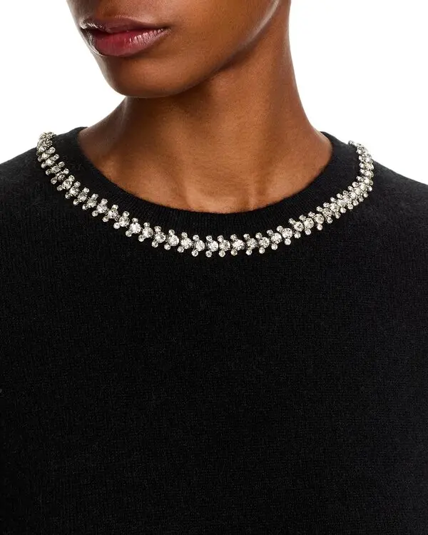Bloomingdale'S Crystal Trimmed Cashmere Short Sleeve Sweater
