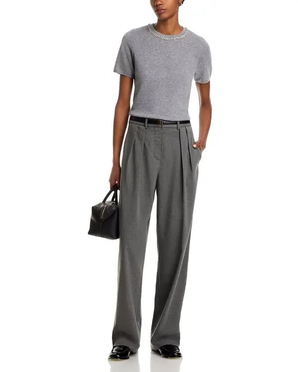 Bloomingdale'S Crystal Trimmed Cashmere Short Sleeve Sweater