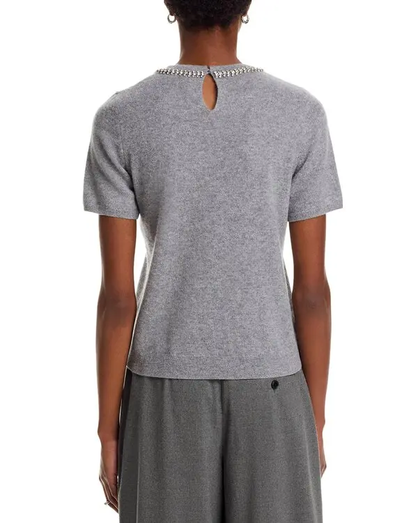Bloomingdale'S Crystal Trimmed Cashmere Short Sleeve Sweater
