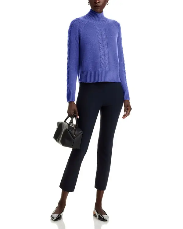 Bloomingdale'S Cable Knit Mock Neck Cashmere Sweater - Hydrangea Blue