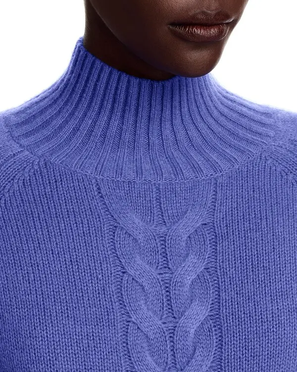 Bloomingdale'S Cable Knit Mock Neck Cashmere Sweater - Hydrangea Blue